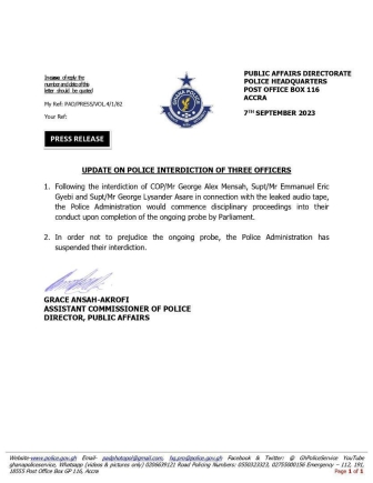 U-turn: Police suspend interdiction of 3 officers over Bugri Naabu ...