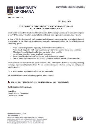 University of Ghana issues alert on Covid-19 resurgence on campus ...