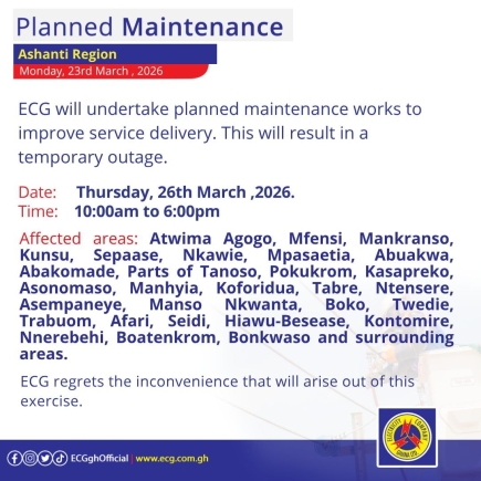 See the areas that will be affected by ECG's planned maintenance on ...