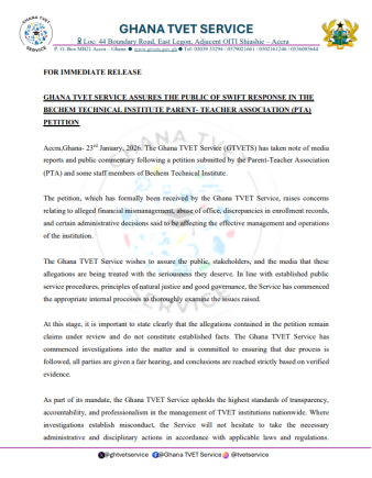 Ghana TVET service launches probe into Bechem technical institute ...