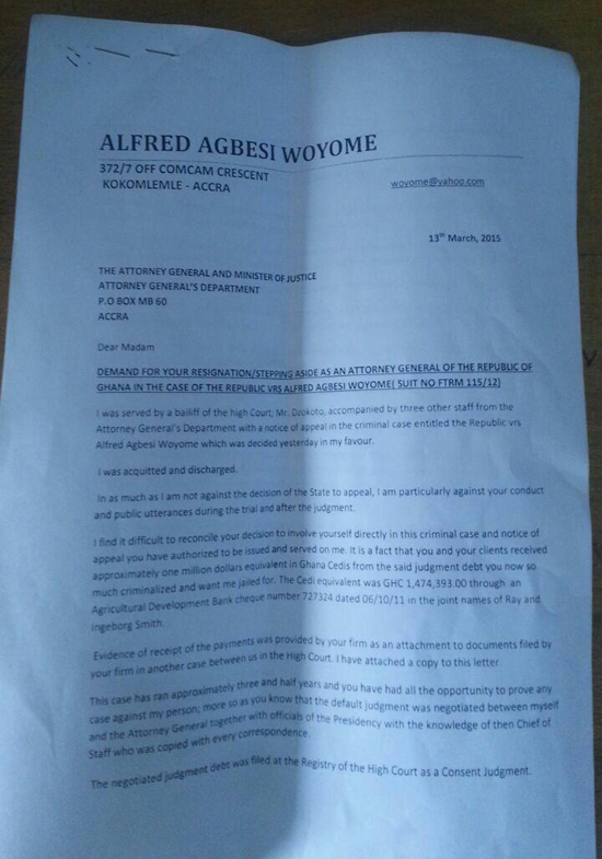 Woyome accuses AG of pocketing $1m from judgement debt (letter ...